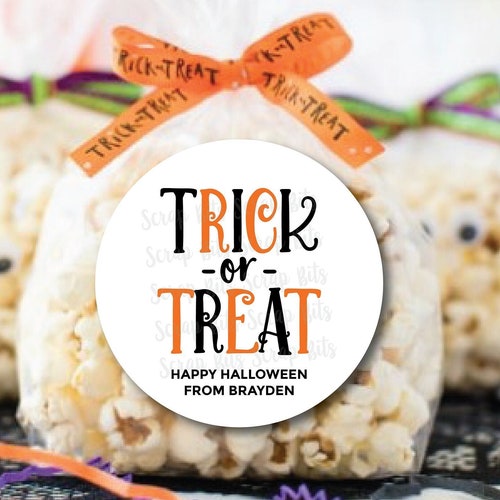 Trick or Treat Bag Stickers Halloween Labels Halloween - Etsy
