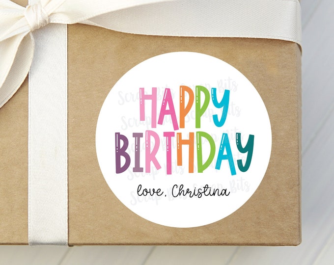 Personalized Happy Birthday Labels, Custom Birthday Stickers, Colorful ...