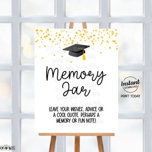 Graduation Memory Jar Sign, Cap & Confetti Graduation Party Table Sign ...