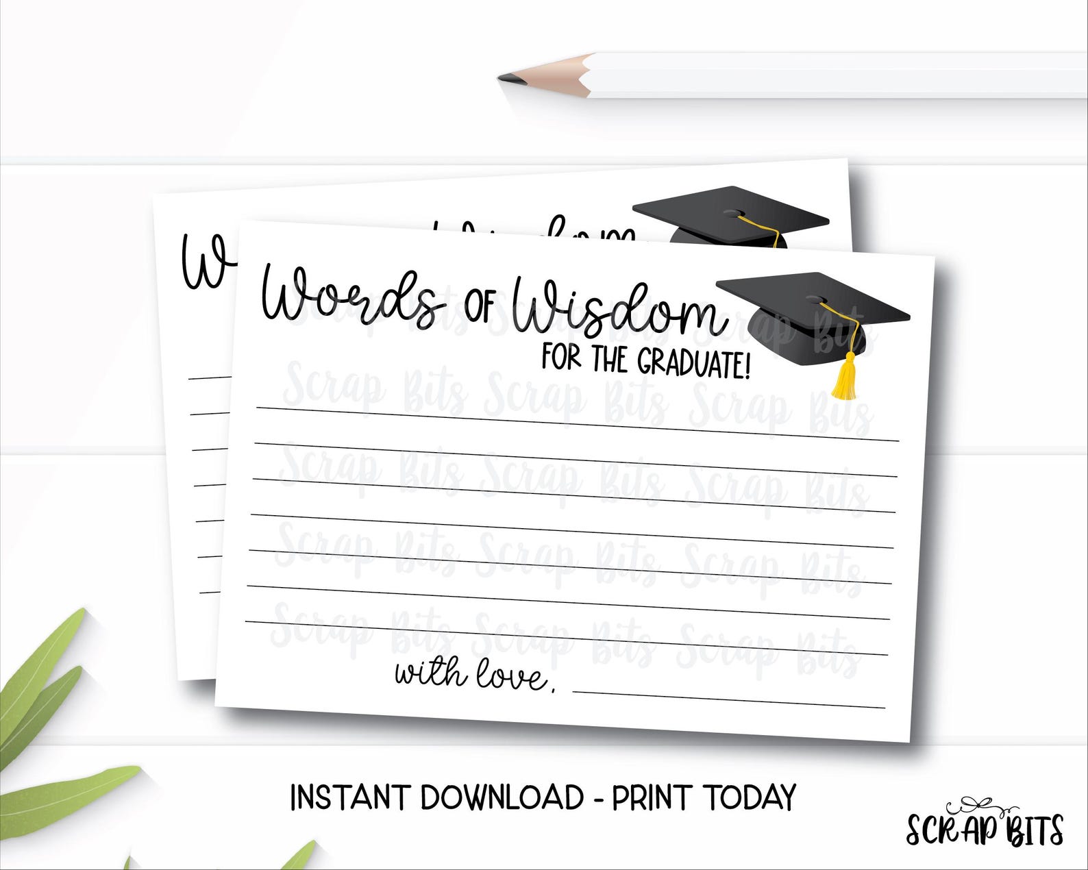 Words of Wisdom for the Graduate Sign + Cards, Cap & Confetti Casual ...