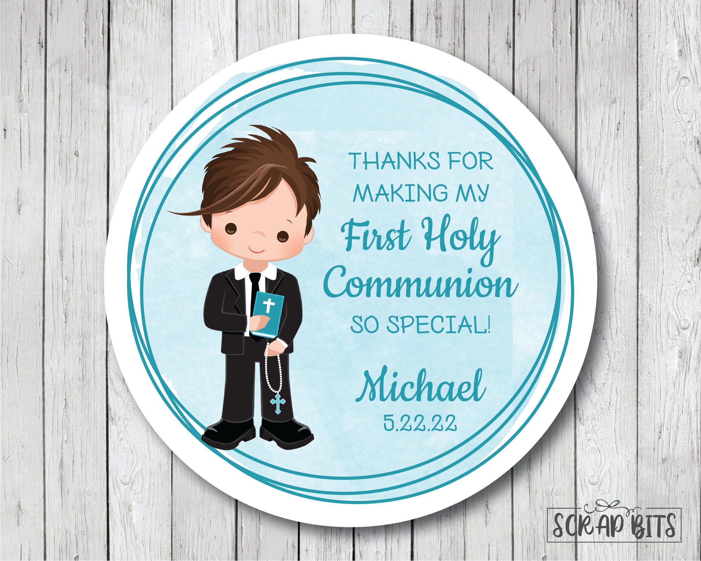 First Communion Stickers . Communion Boy . Personalized Favor - Etsy