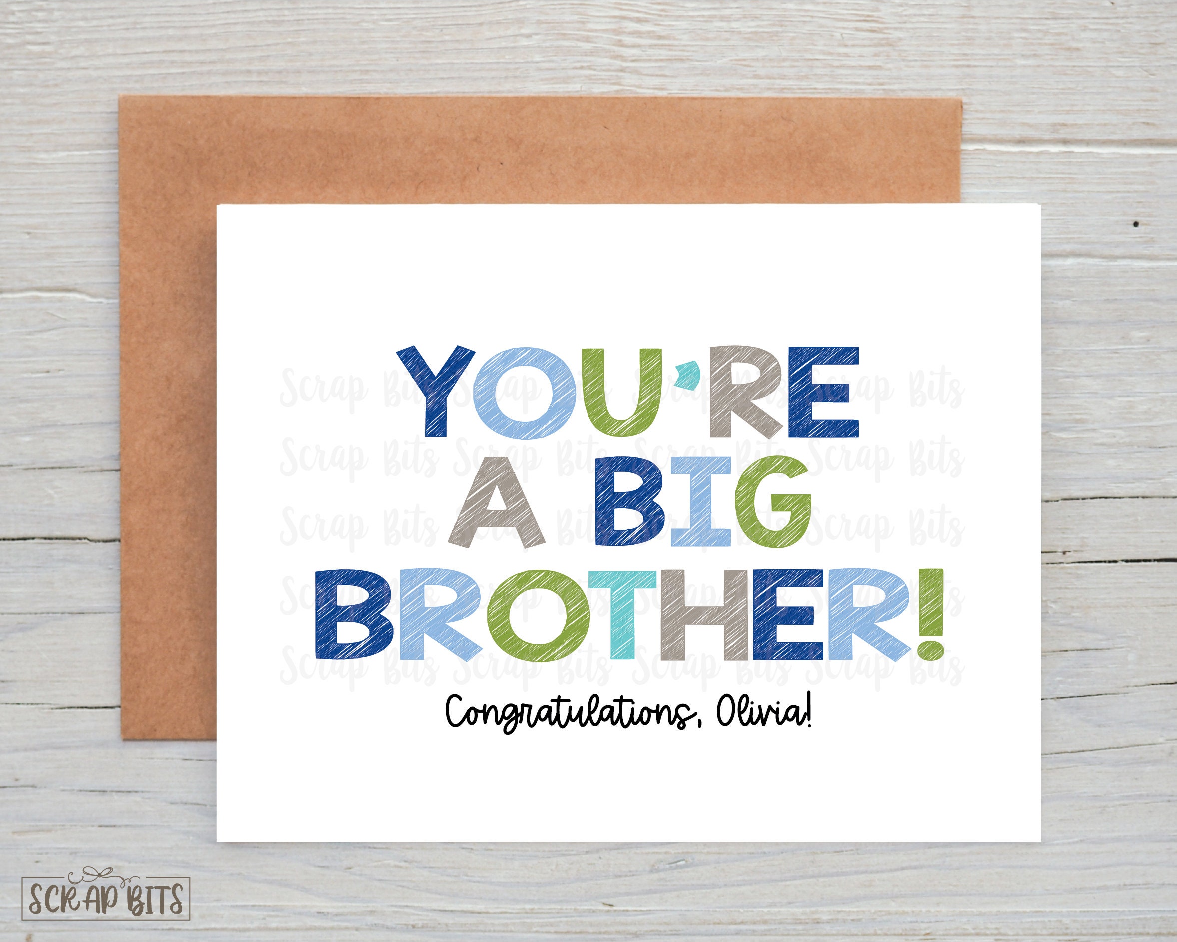 You're A Big Brother Card, Personalized Big Bro Congratulations, Blue ...