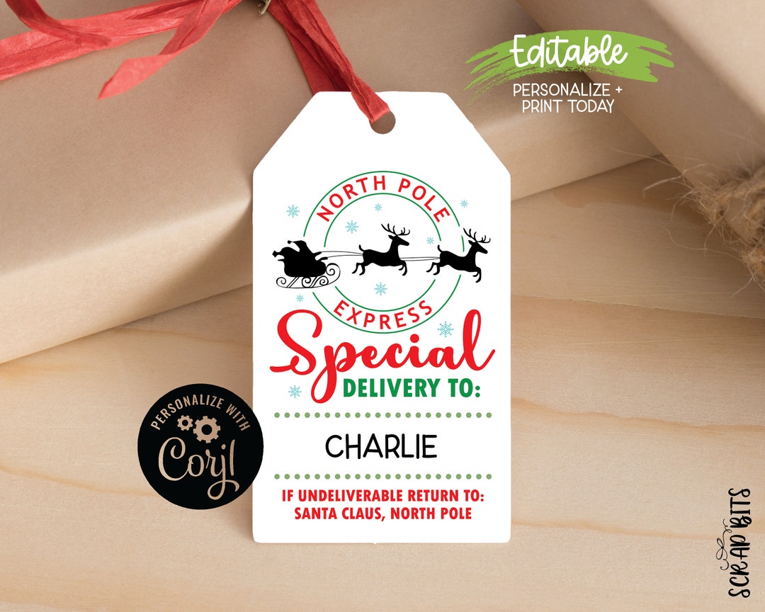 EDITABLE Christmas Gift Tags, North Pole Express Tags, Printable ...