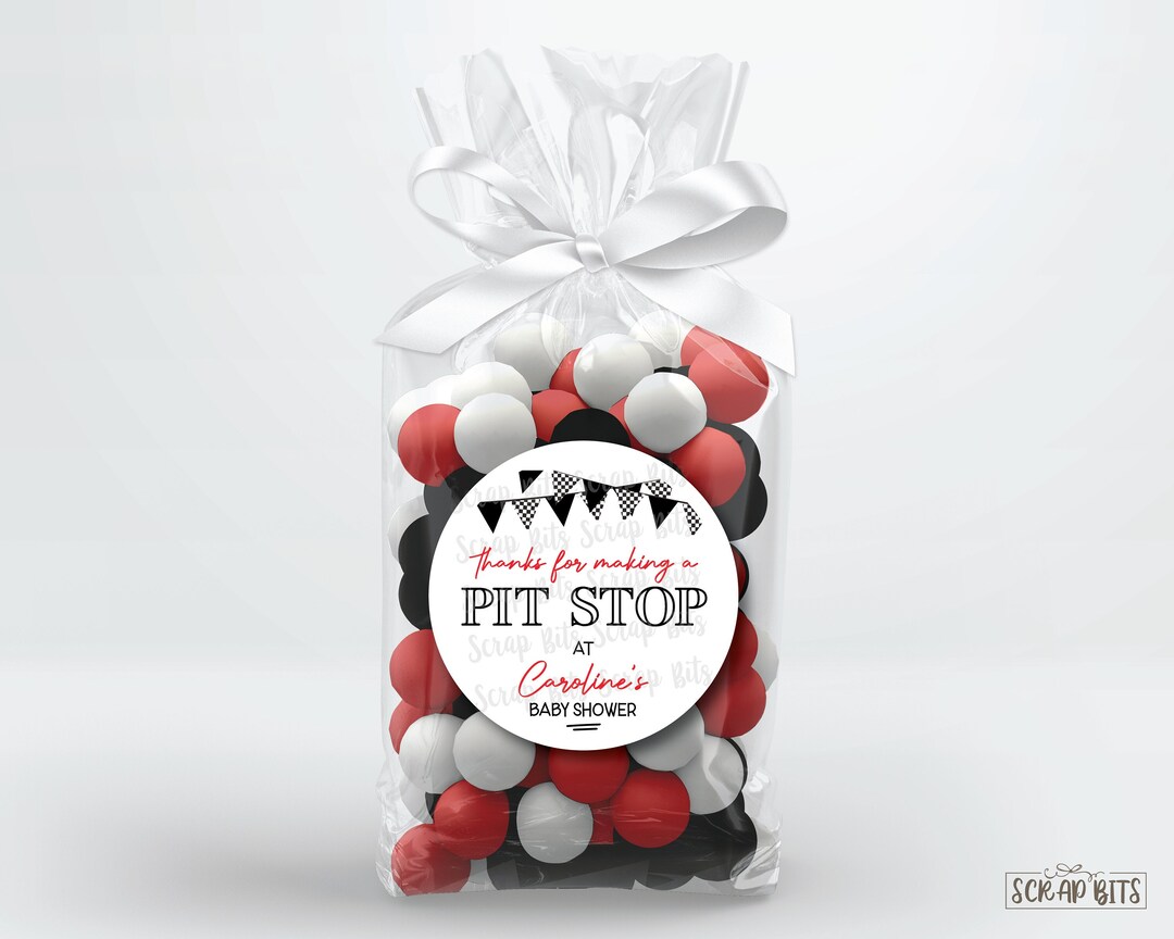 Racing Baby Shower Stickers, Thanks for Making A Pit Stop, Personalized ...