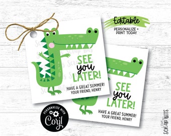 Last Day of School Editable Favor Tags, See You Later Gift Tags ...
