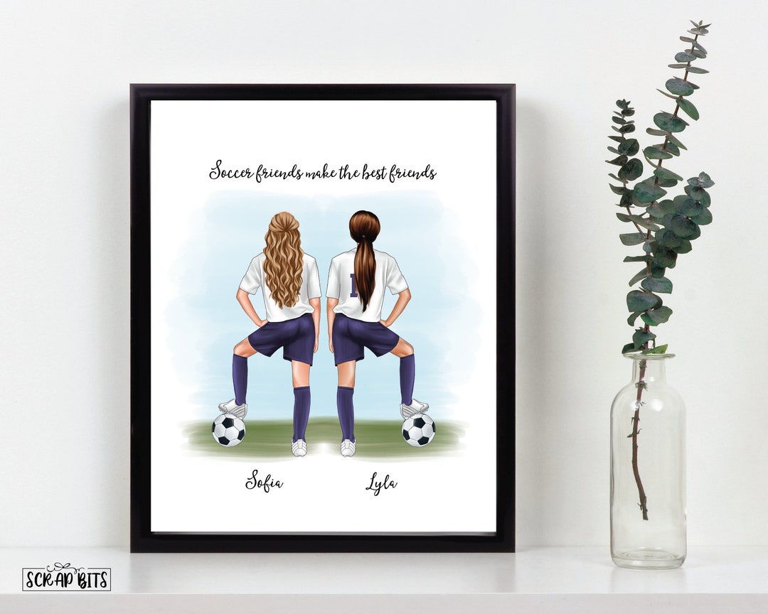 Soccer Friends Portrait Print, Custom Soccer Girls Gift for Senior ...