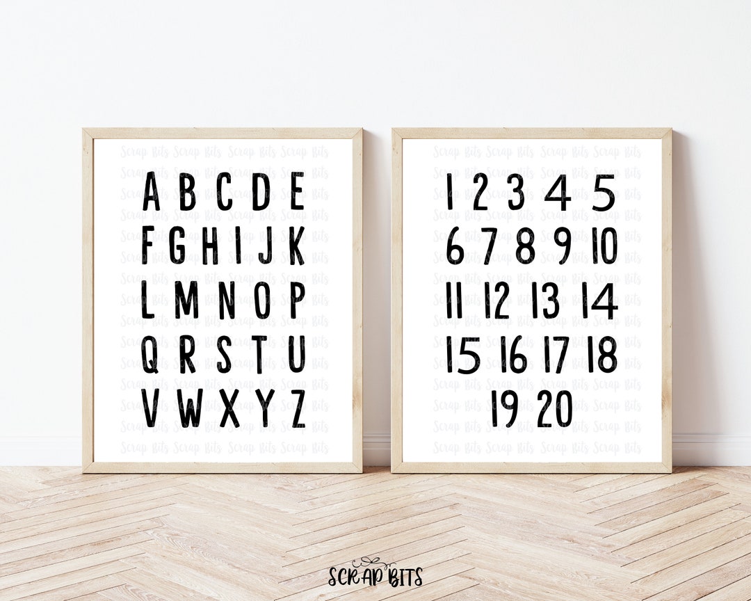 Alphabet Numbers Print Set, Black and White . Classroom Decor, Playroom ...