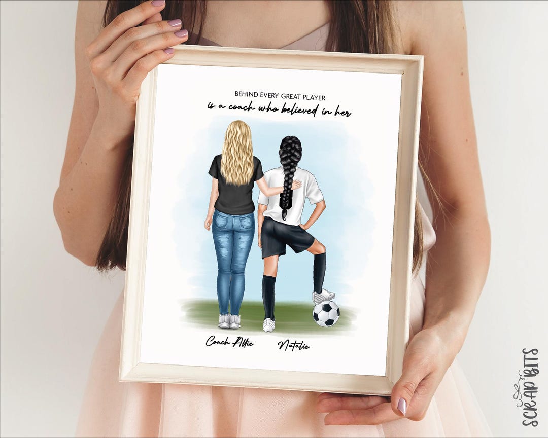 Soccer Coach + Player Portrait Print, Custom Gift for Coach or Athlete ...