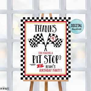 Racing Birthday Sign Pit Stop Party Sign Thanks for Making A - Etsy