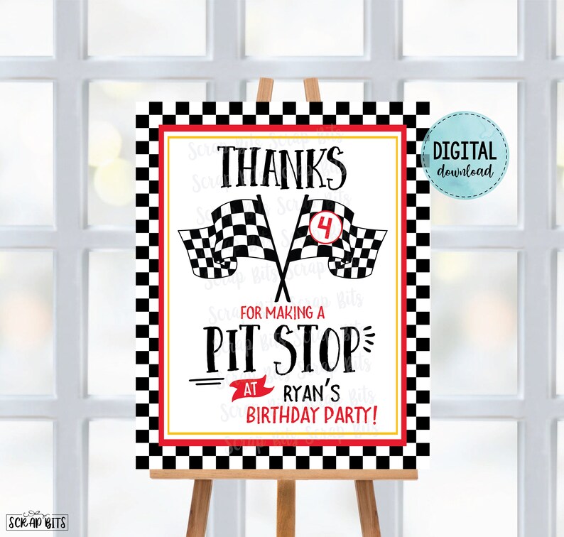 Racing Birthday Sign Pit Stop Party Sign Thanks for Making A - Etsy