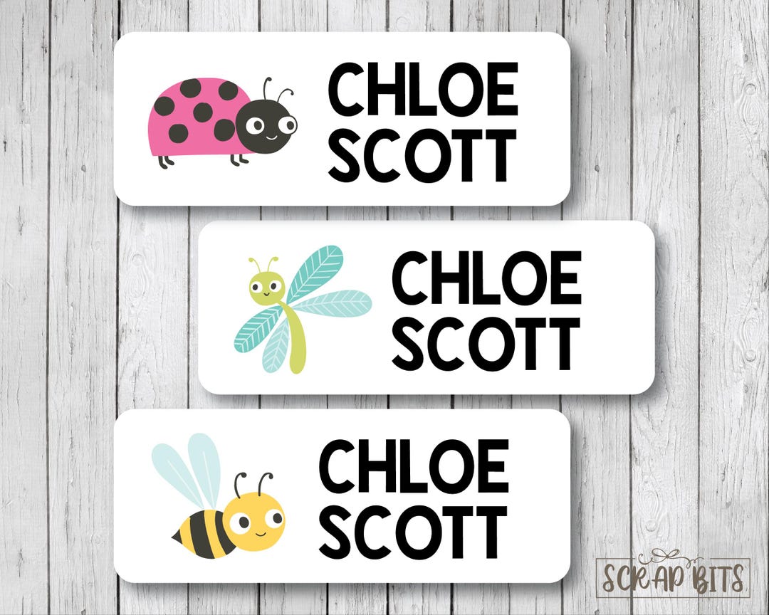 Personalized Name Labels, Cute Bugs Labels, School Labels, Daycare ...