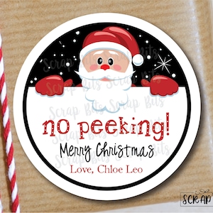 Christmas Stickers . No Peeking From Santa . Personalized Gift Labels ...