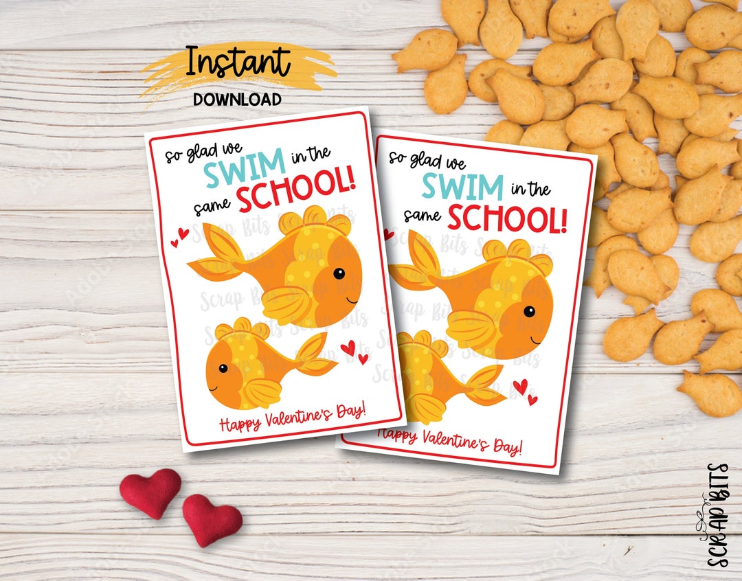 Classroom Valentine Exchange Cards, Valentine Goldfish Cards, so Glad ...