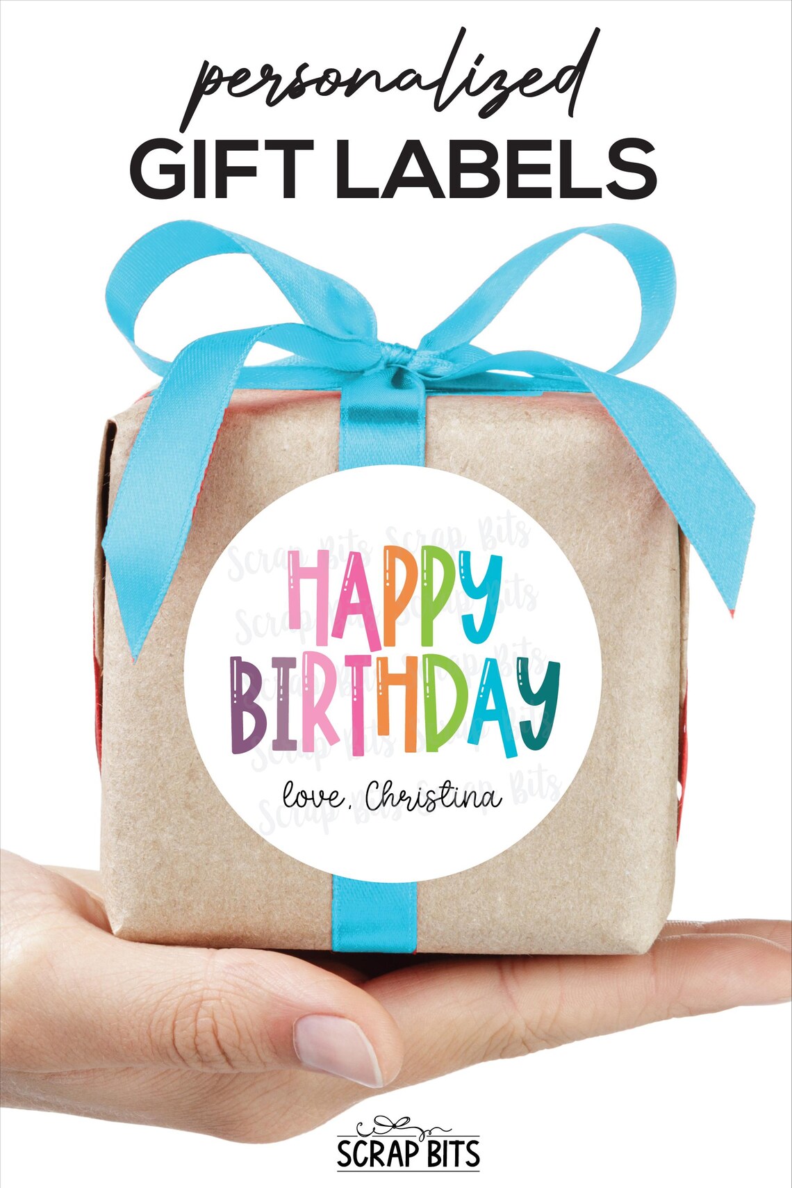 Happy Birthday Gift Stickers, Bouncy Rainbow Personalized Gift Tags ...