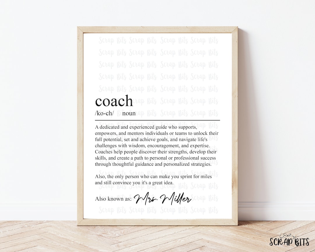 Coach Definition Print, Printable Wall Art, Personalized Coach Gift ...