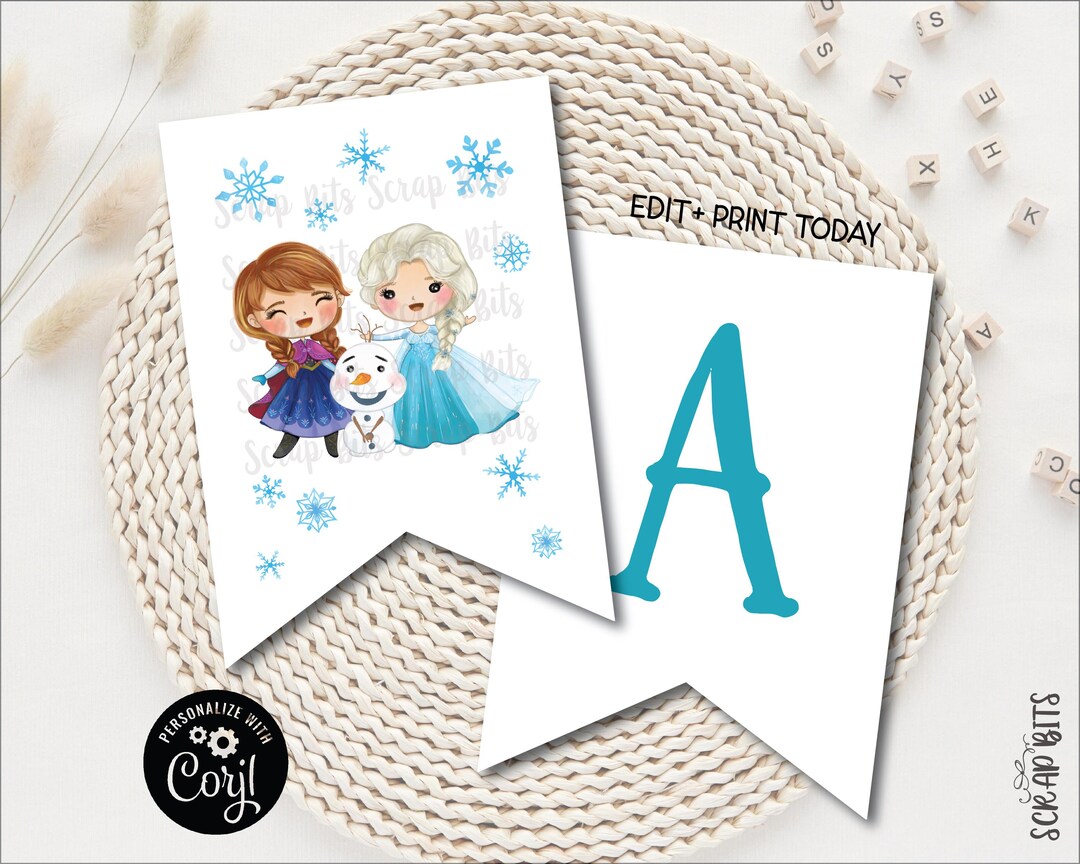 EDITABLE Frozen Party Banner, Make Your Own Banner Bunting, Swallowtail ...