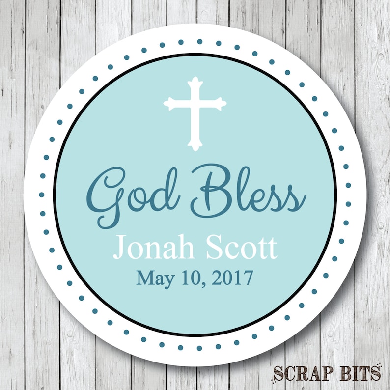 God Bless Small Cross Stickers . Baptism Stickers Christening | Etsy