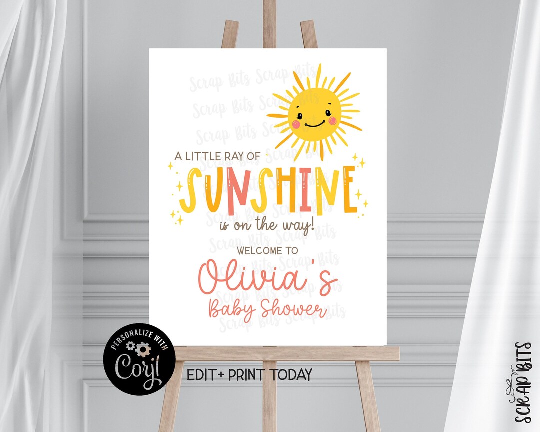 EDITABLE Welcome Sign Template, A Little Ray of Sunshine is on the Way ...