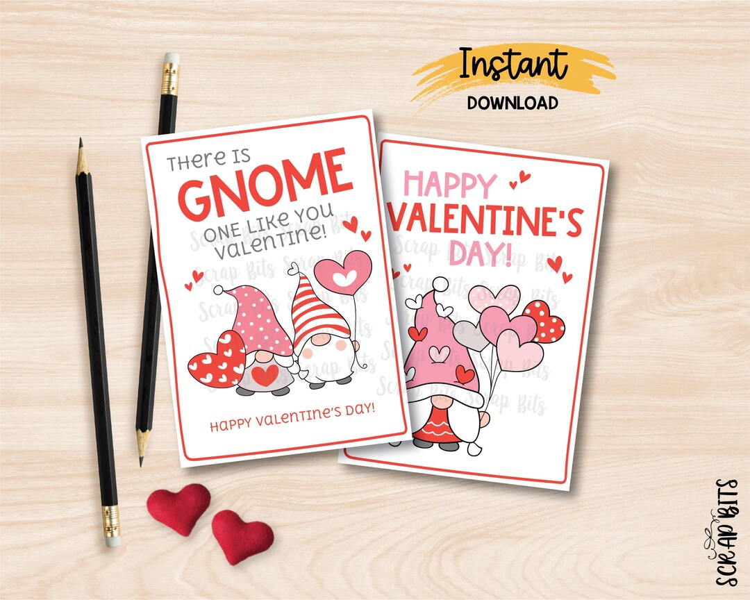 Kids Valentine Cards, Gnome Valentines, There is Gnome One Like You ...