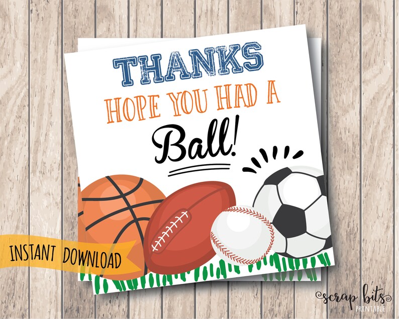 Hope You Had A Ball Favor Tags . Printable Sports Birthday | Etsy