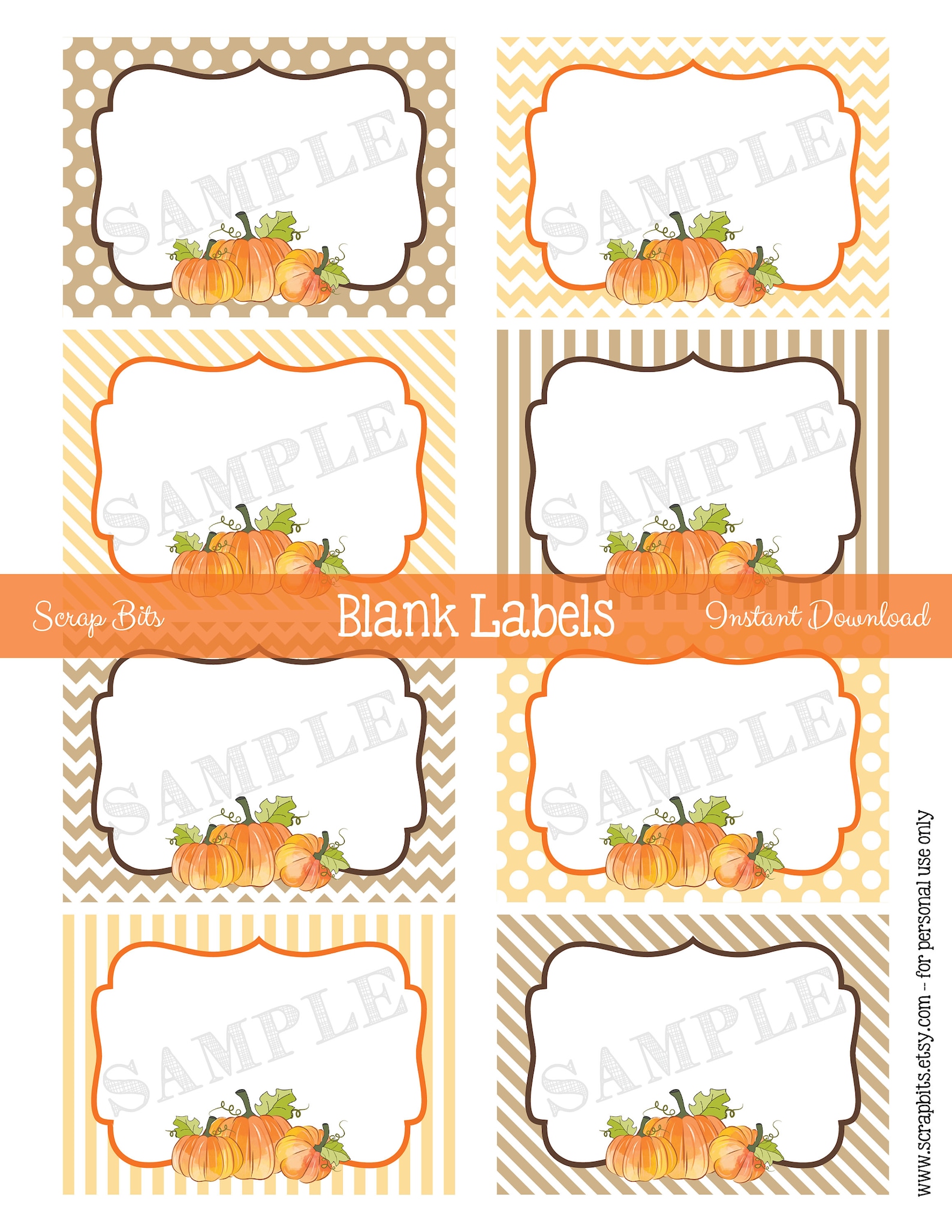 Printable Watercolor Pumpkin Food Labels Thanksgiving Tags | Etsy