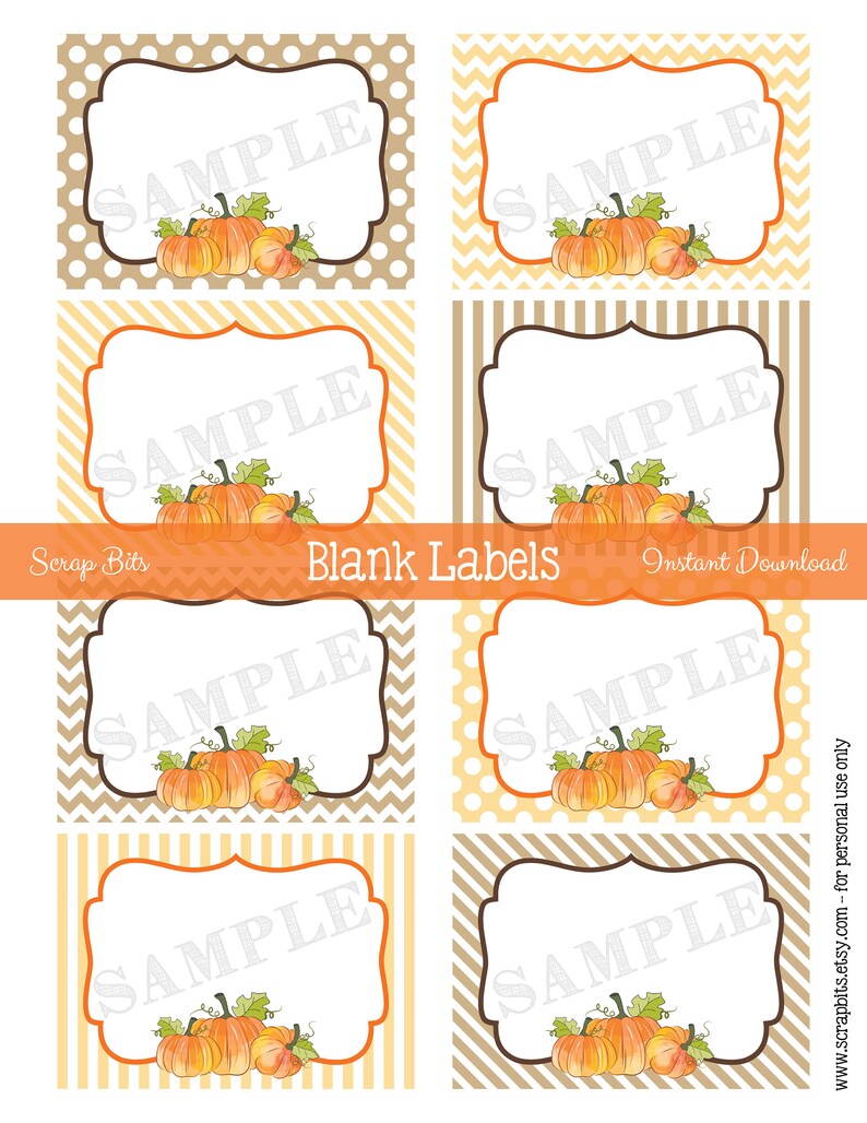 Printable Watercolor Pumpkin Food Labels Thanksgiving Tags | Etsy