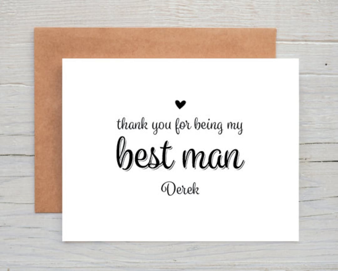 Best Man Thank You Card, Upright Script, Personalized Wedding Party ...