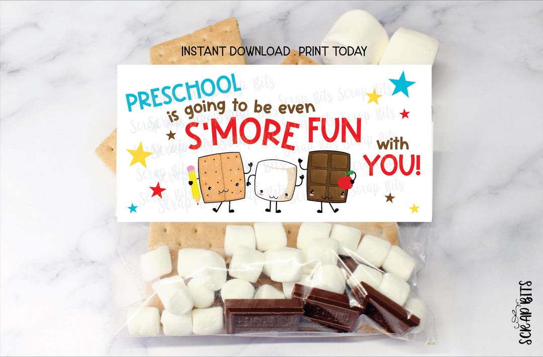 S'mores Bag Topper, Preschool is Going to Be S'more Fun, Smores Kit ...