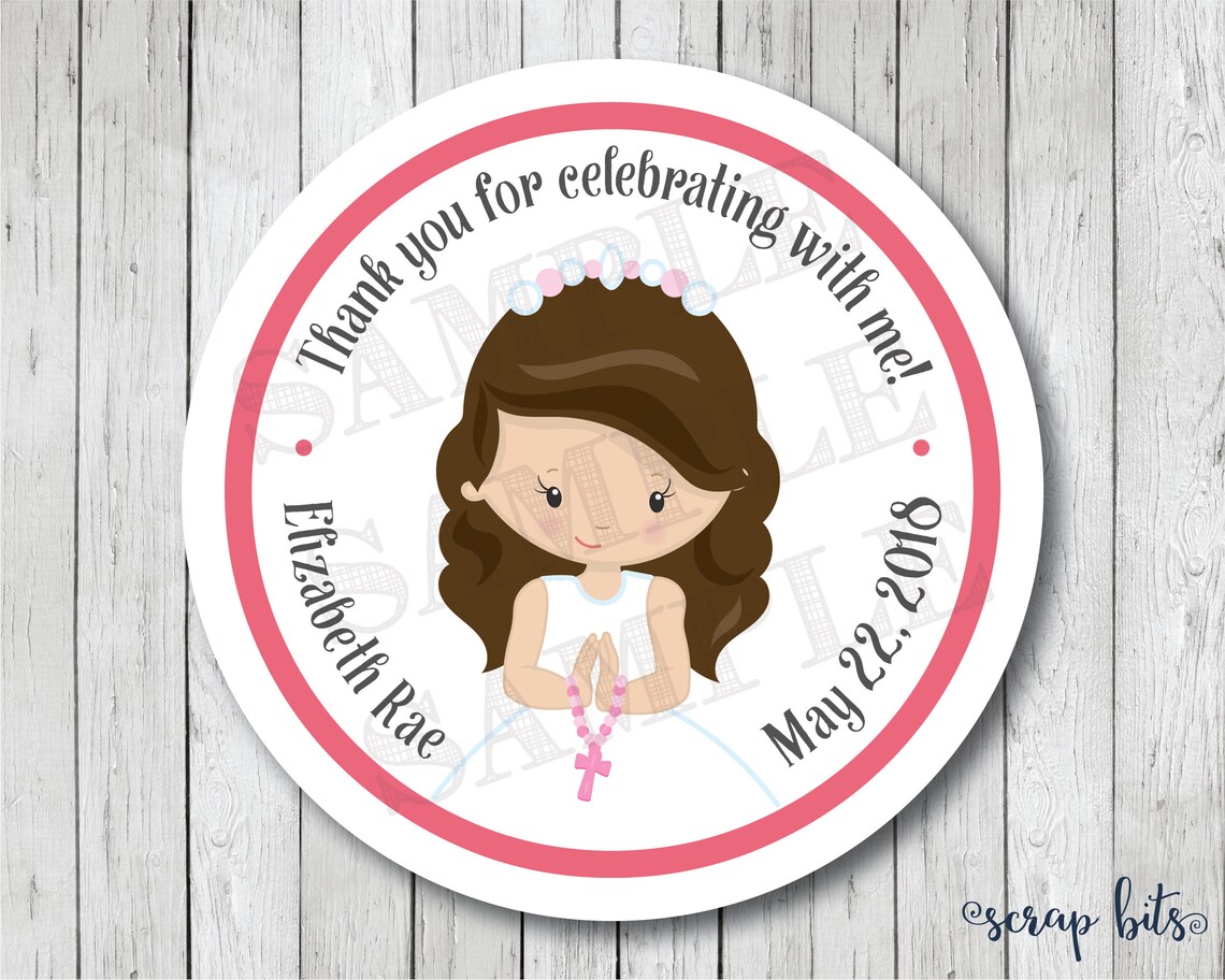 Personalized Communion Girl Stickers First Communion Tag - Etsy
