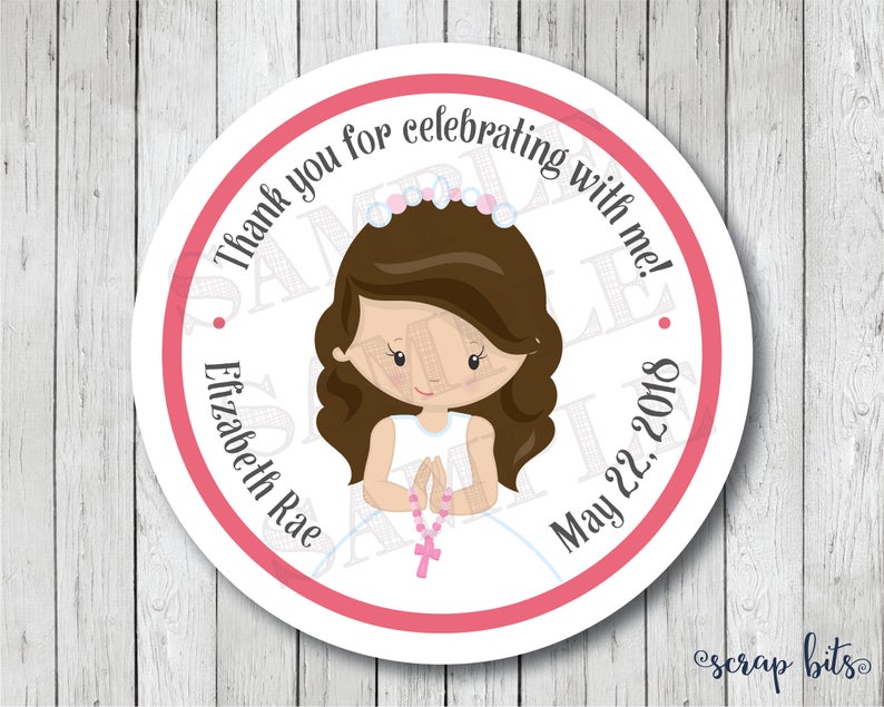 Personalized Communion Girl Stickers First Communion Tag - Etsy