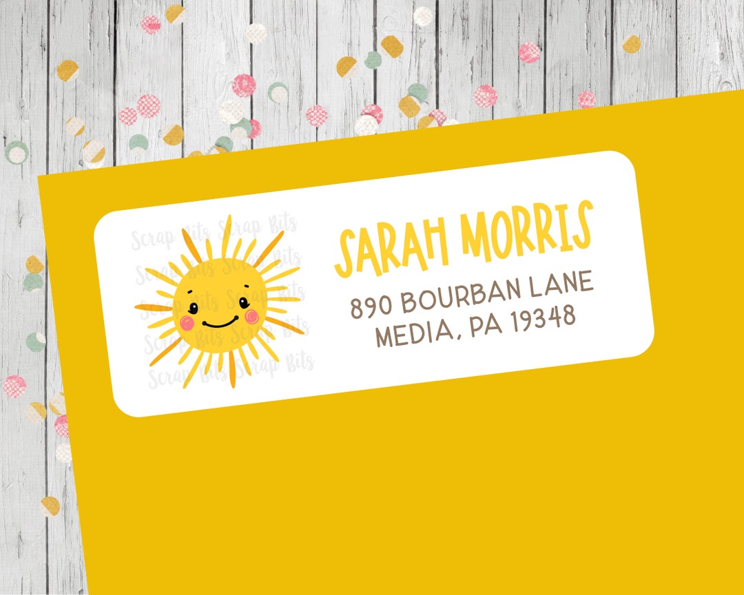 Sunshine Address Labels . Personalized Smiling Sun Return Address ...