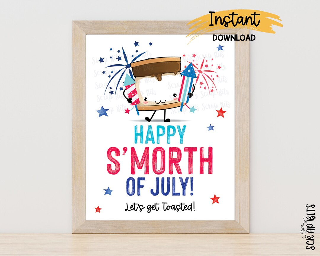 S'mores Bar Sign, Happy Smorth of July, Printable Smores Party Sign ...