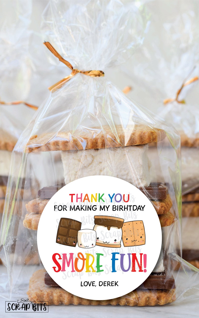 EDITABLE Printable Smores Birthday Labels Thank You for - Etsy