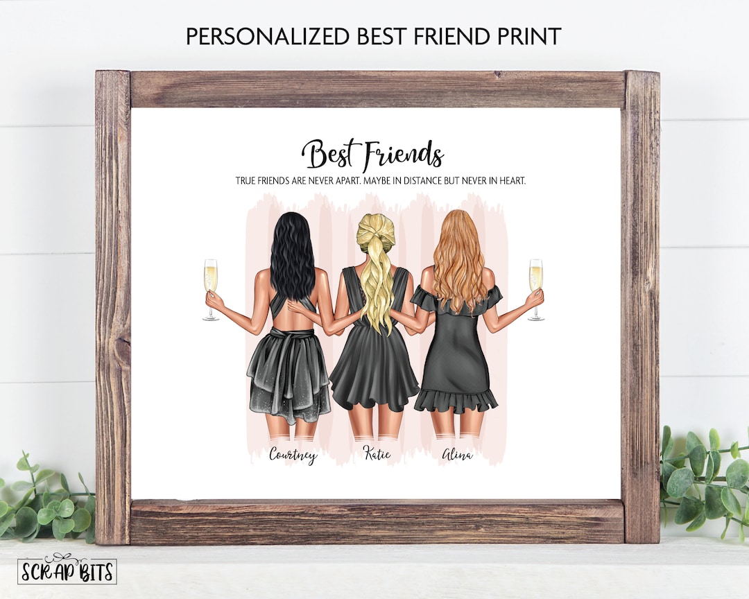 Personalized Best Friends Gift, Best Friends Print, 3 Friends ...