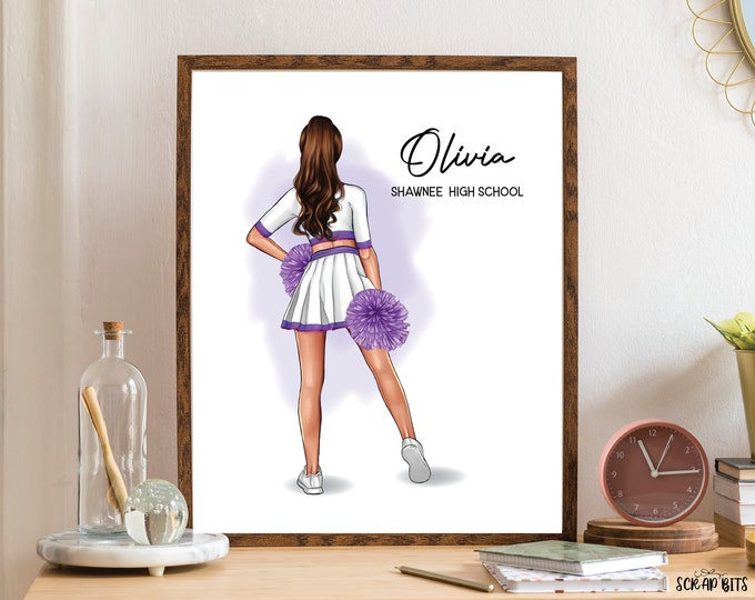 Gift for Cheerleader, Cheer Team Gift, Cheerleader Art, Cheerleading ...