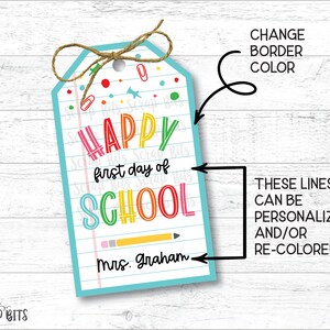 EDITABLE First Day of School Tags, Printable Back to School Tags, 1st ...