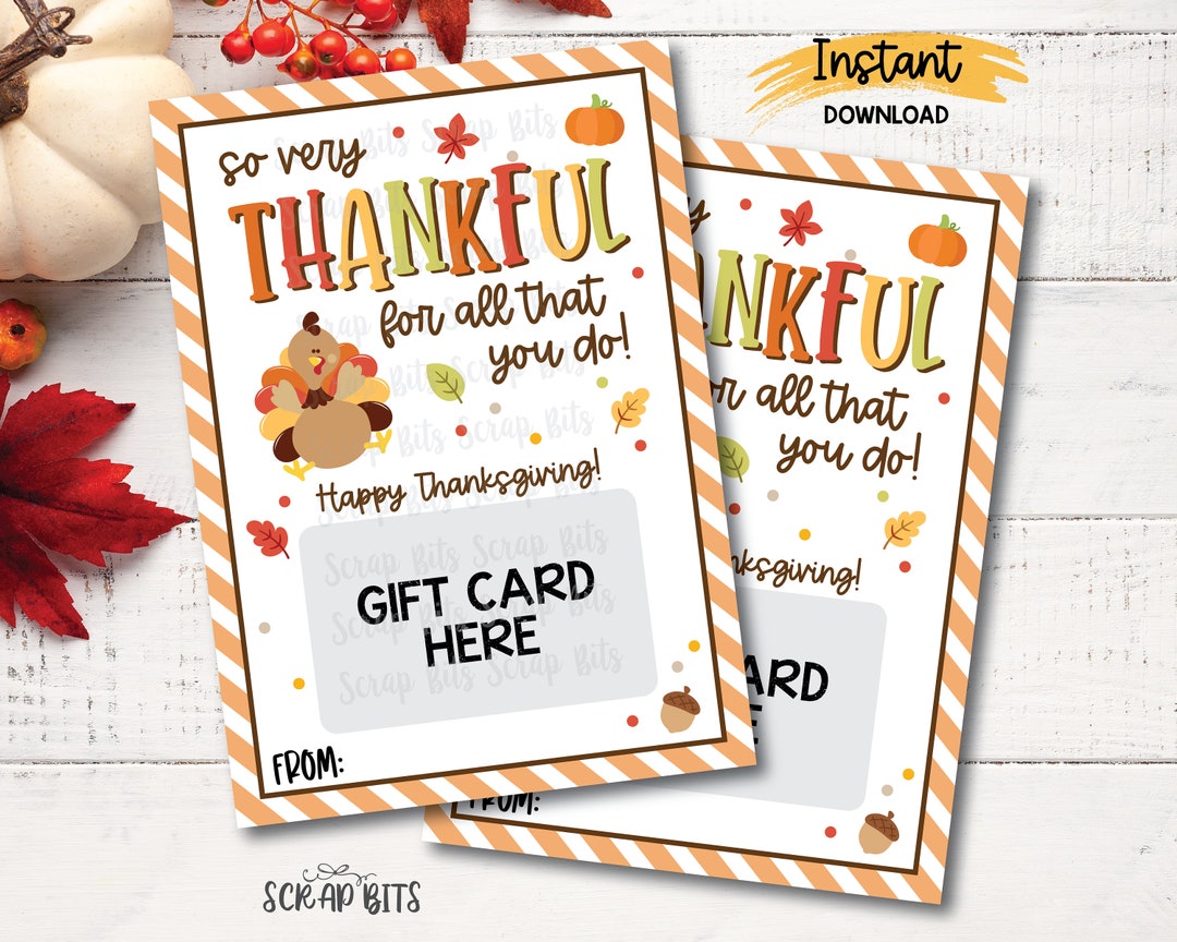 Thankful Gift Card Holder, Printable Thanksgiving Gift Card Holder, so ...