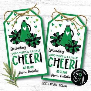 EDITABLE Cheerleading Tags, Spreading Good Vibes & A Little Cheer ...