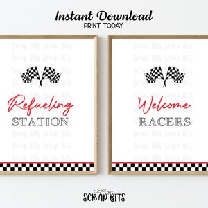 Welcome Racers, Refueling Station Sign, Racing Birthday Party Signs ...