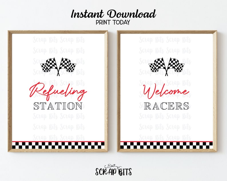Welcome Racers, Refueling Station Sign, Racing Birthday Party Signs ...