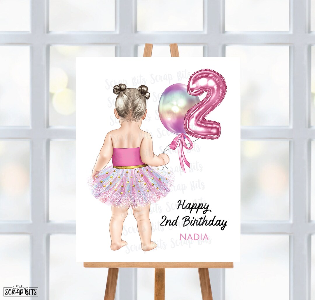 Personalized 2nd Birthday Portrait Print, DIY Party Decor, Printable ...