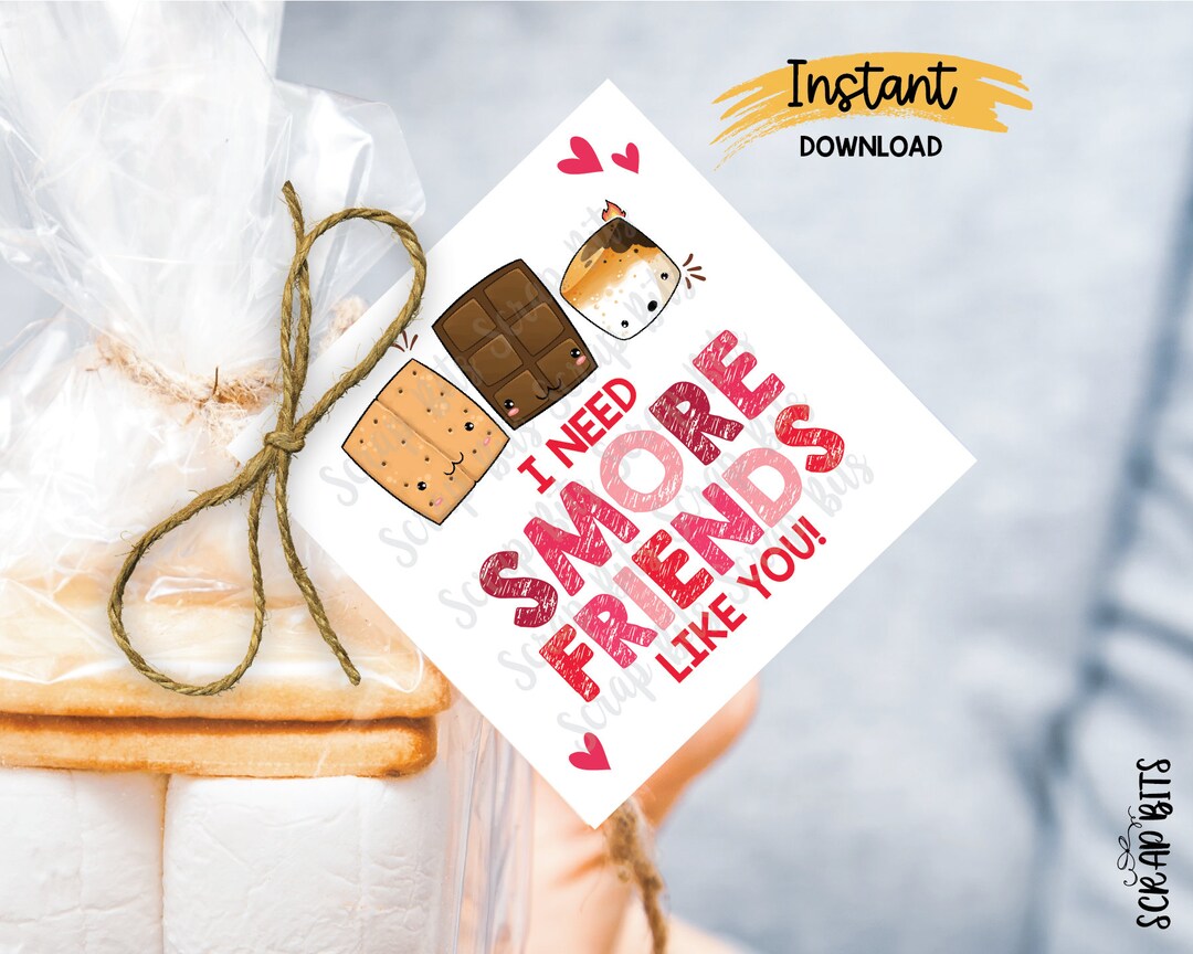 Printable Valentine Smore Tags, I Need S'more Friends Like You, Pink ...