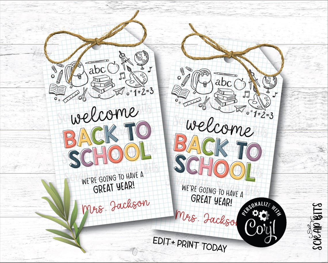 EDITABLE Back to School Tags, Doodle Graph Paper, Printable Digital ...
