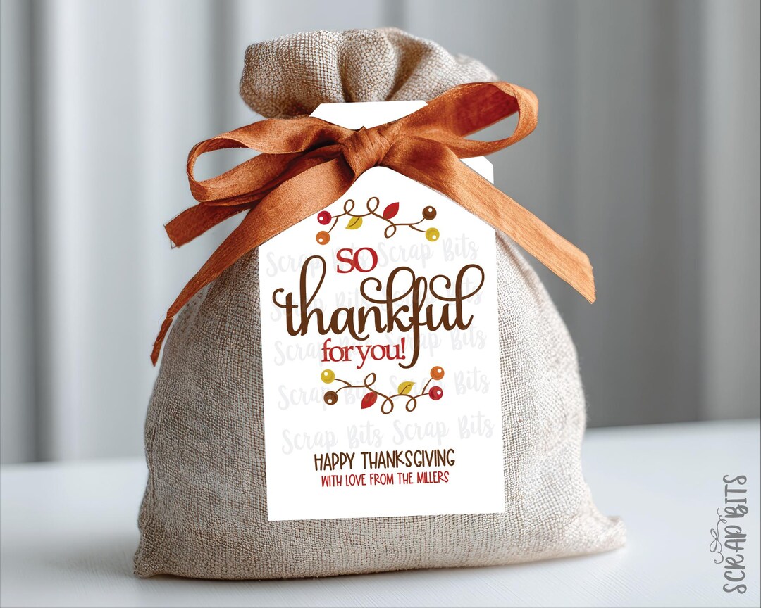 So Thankful for You Tags, Vines and Berries, Personalized Thanksgiving ...