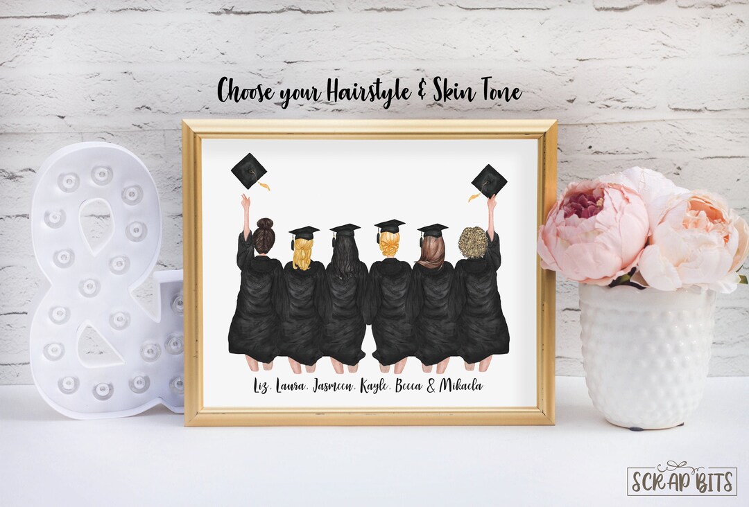 Female Best Friends Graduation Print, Graduation Gift for Group of 6 ...