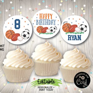 EDITABLE Sports Birthday Toppers, Printable Sports Toppers, Sports ...