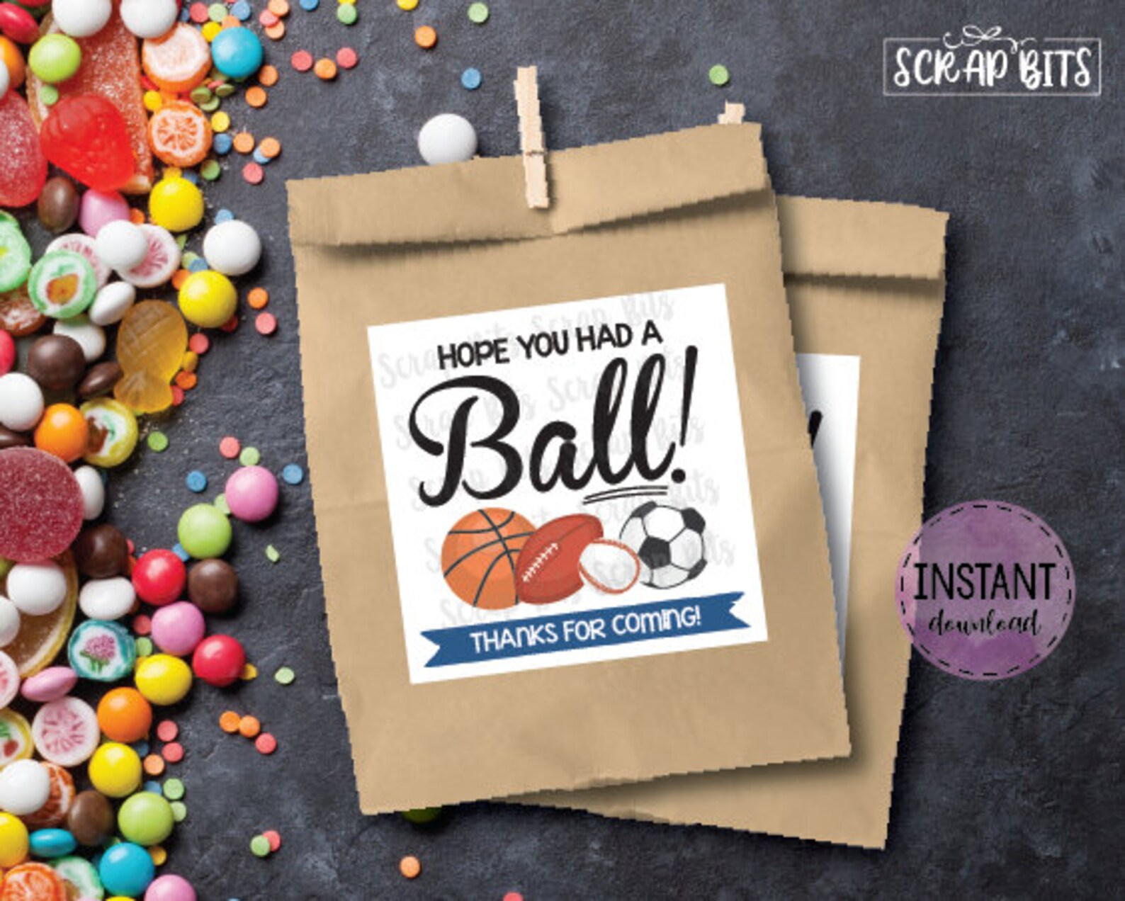 Printable Sports Birthday Tags, Hope You Had A Ball, Cursive Flag ...