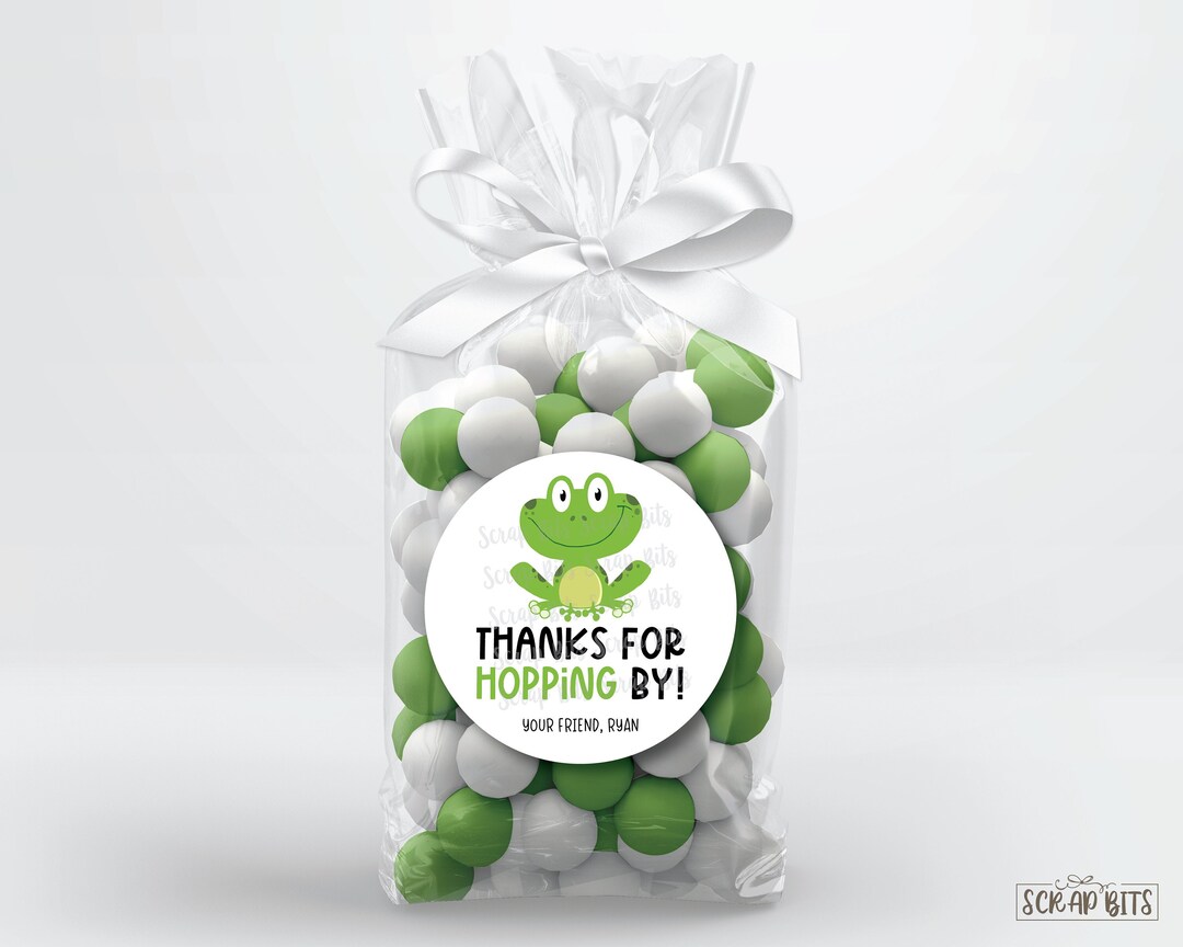 Frog Party Stickers, Thanks for Hopping By, Personalized Kids Birthday ...