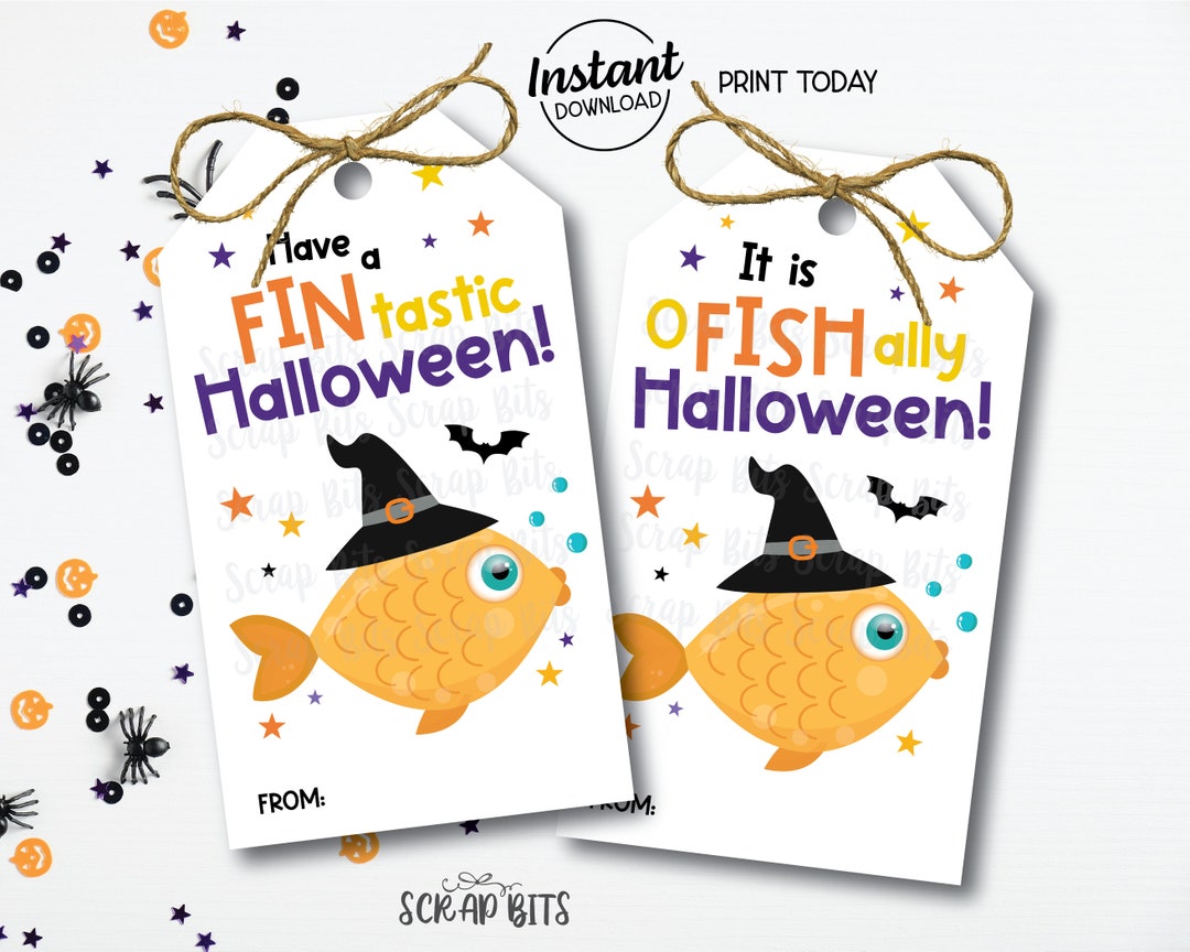 Halloween Goldfish Tags It's O Fish Ally Halloween Tags - Etsy