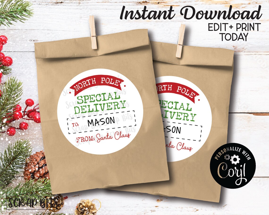EDITABLE Printable Christmas Labels Special Delivery From - Etsy